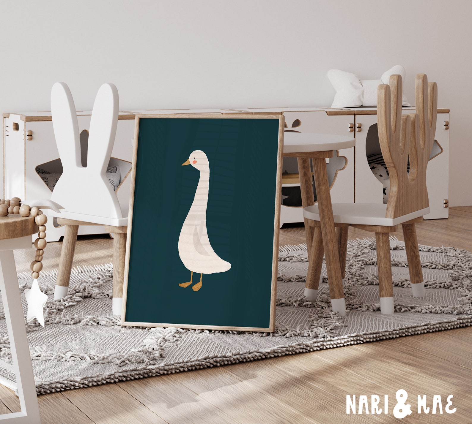 Silly Goose Wall Art, Cute Goose Poster, Goose Nursery Wall Art, Dark ...