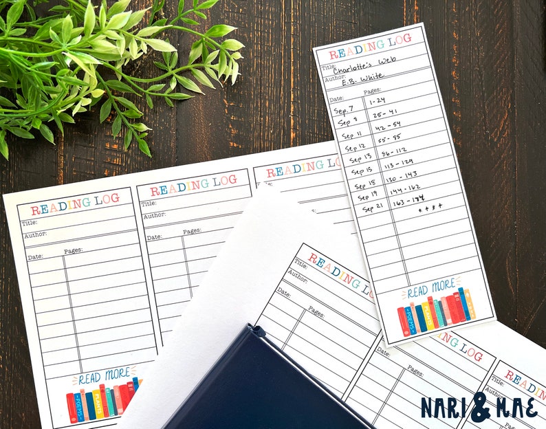 Library Card Style Kids Reading Log Bookmark, Kids Page Tracker ...