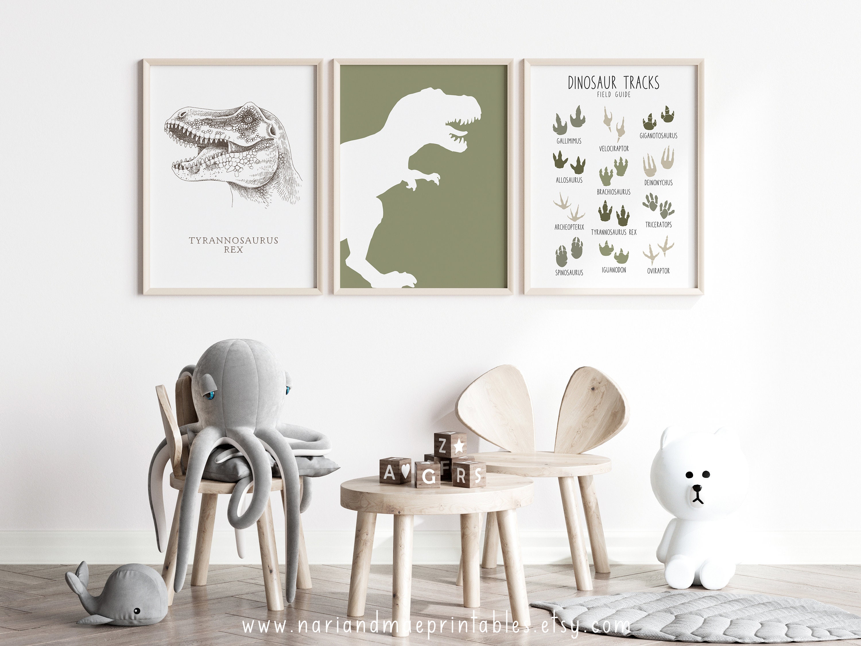 Dinosaur Bedroom Wall Art Set of 3 Prints Boys Room Dinosaur - Etsy