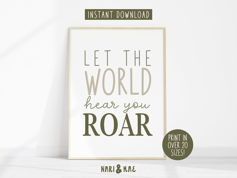 Let the World Hear You Roar Print, Animal Nursery Wall Decor, Dinosaur ...