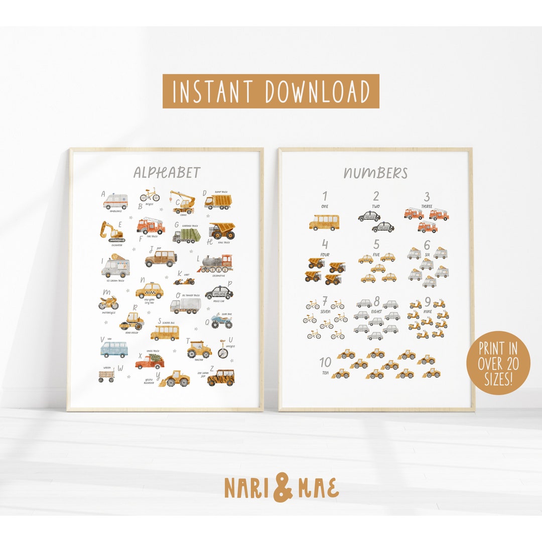 Vehicle ABC Print, Educational Posters, Alphabet Poster, Kids Room ...