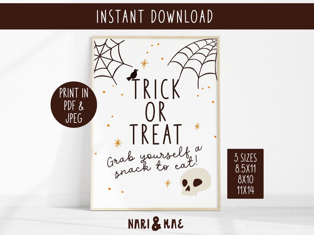 Halloween Candy Bowl Sign, Trick or Treat Sign, Please Take One, Porch ...