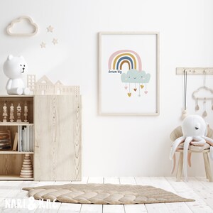 Dream Big Rainbow Nursery Print Decor Rainbow Wall Art Printable ...