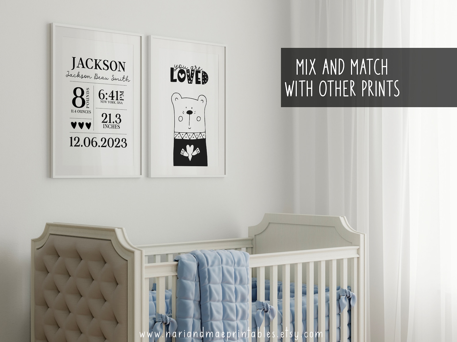 Minimalist Birth Stats Print, Birth Statistics Sign, Baby Birth ...