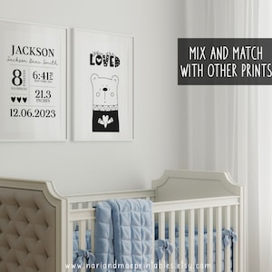 Minimalist Birth Stats Print, Birth Statistics Sign, Baby Birth ...