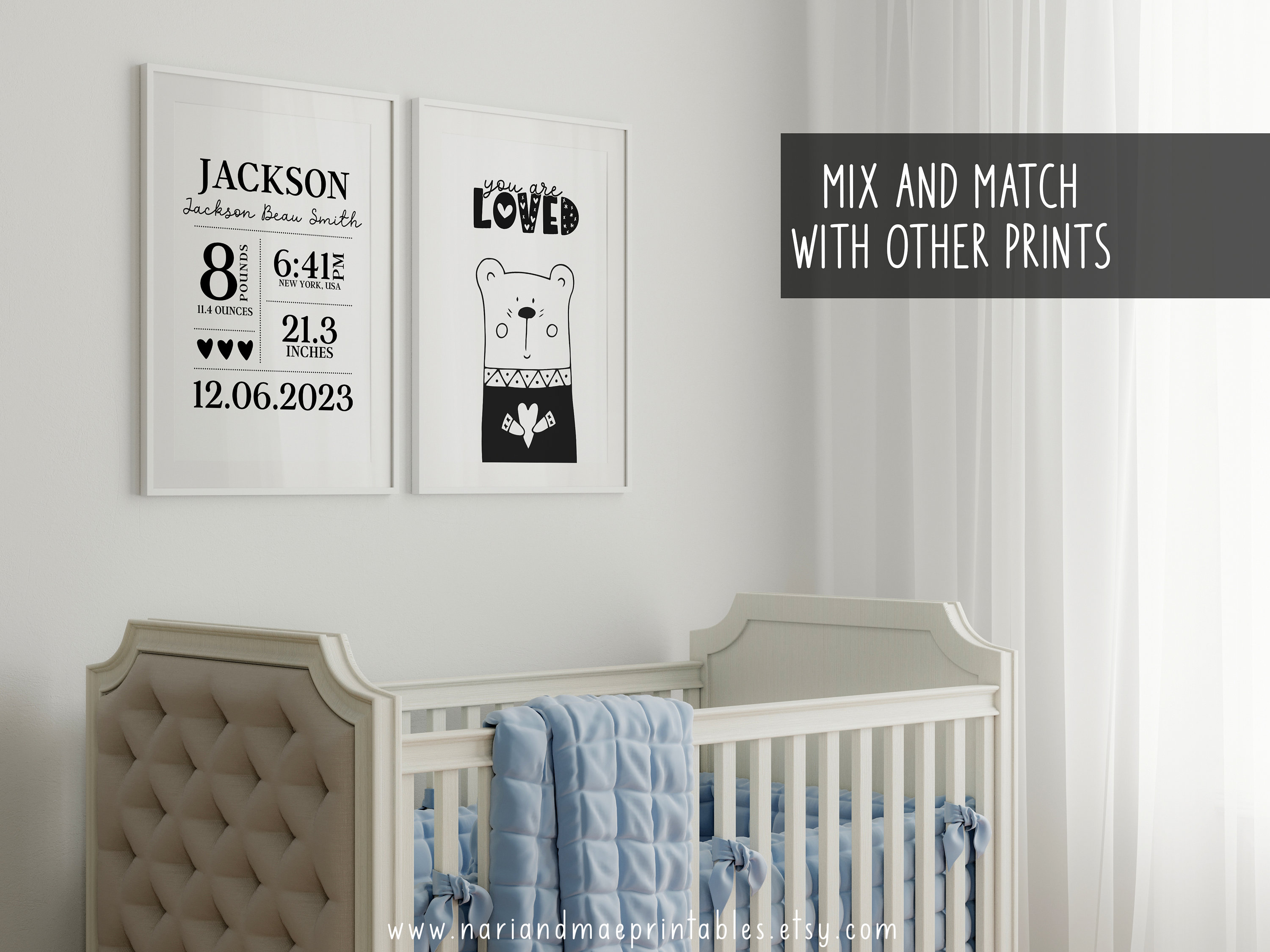 Minimalist Birth Stats Print, Birth Statistics Sign, Baby Birth ...