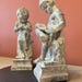2 Small Statues of Young Boys Reading- Slate Grey and Verdigris Milk ...