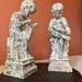 2 Small Statues of Young Boys Reading- Slate Grey and Verdigris Milk ...