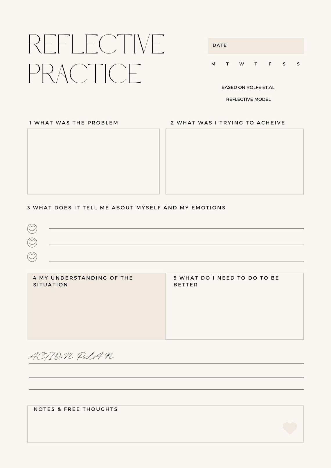 Daily Reflection Printable Self Reflection Practice Reflection ...
