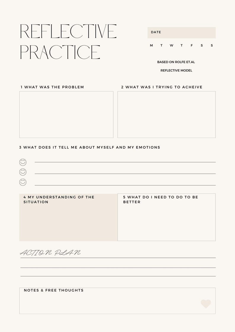 Daily Reflection Printable Self Reflection Practice Reflection ...