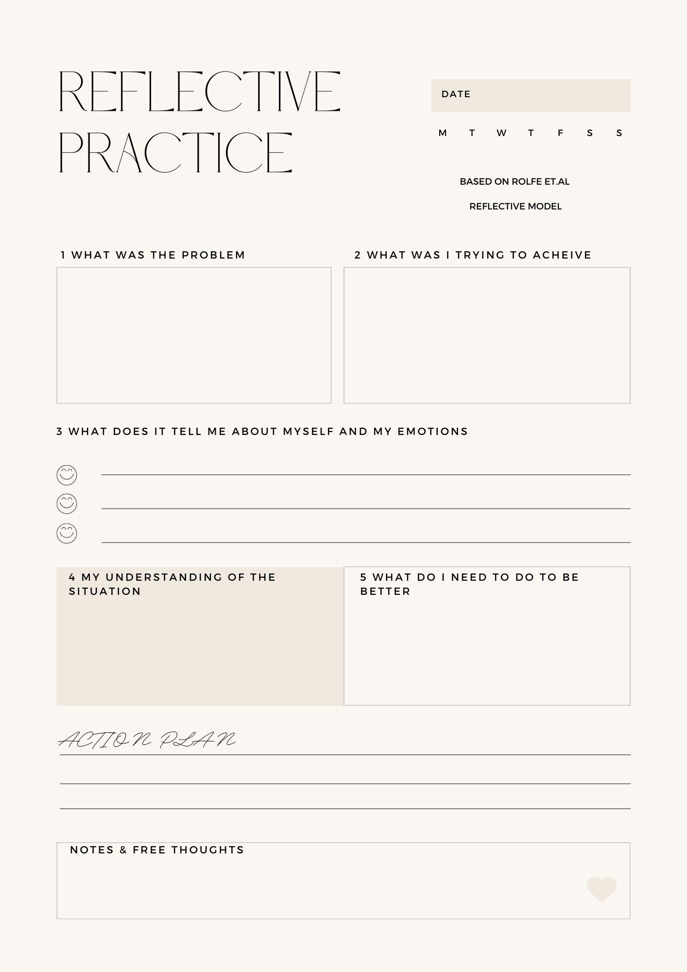 Daily Reflection Printable Self Reflection Practice Reflection ...