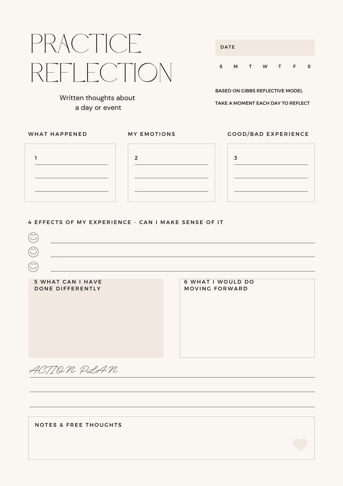 Daily Reflection Printable Self Reflection Practice Reflection ...