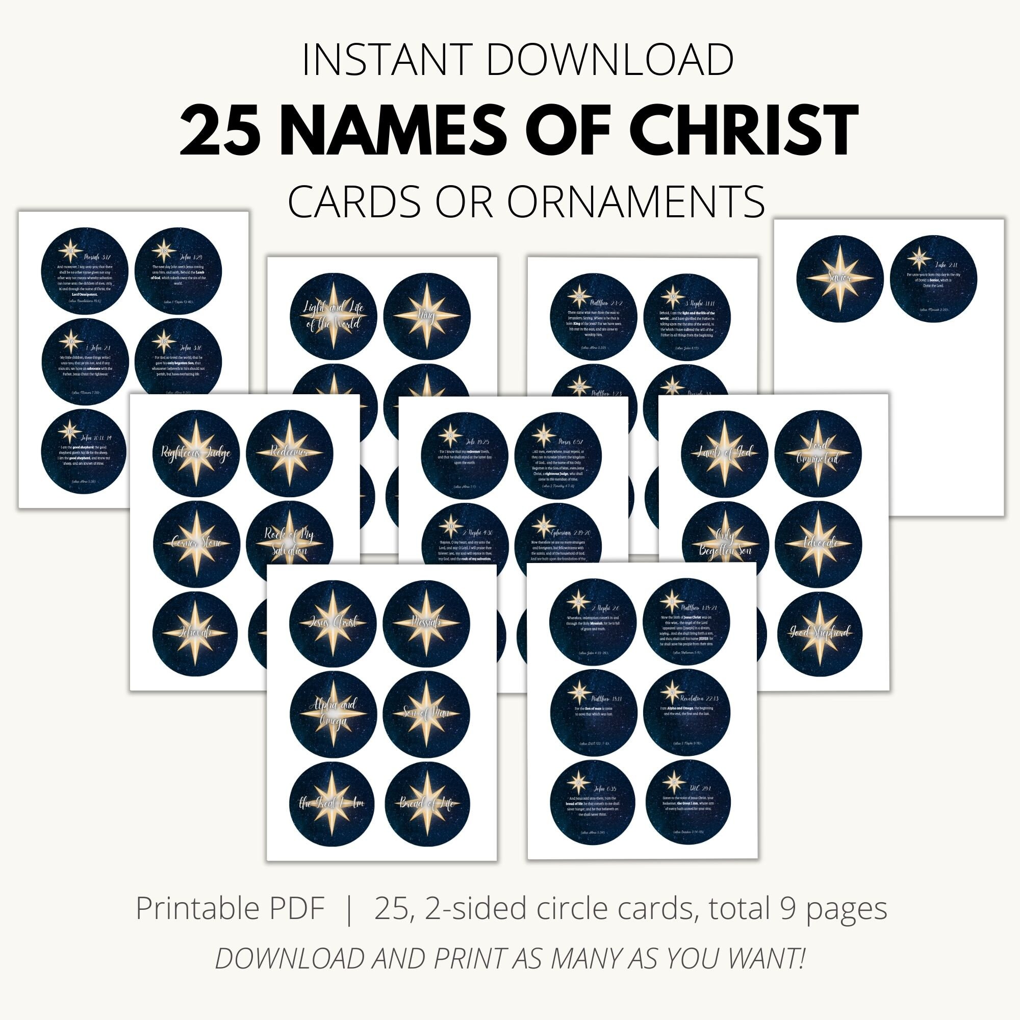 Names & Titles of Christ Printable Ornament Christmas Advent Tradition ...