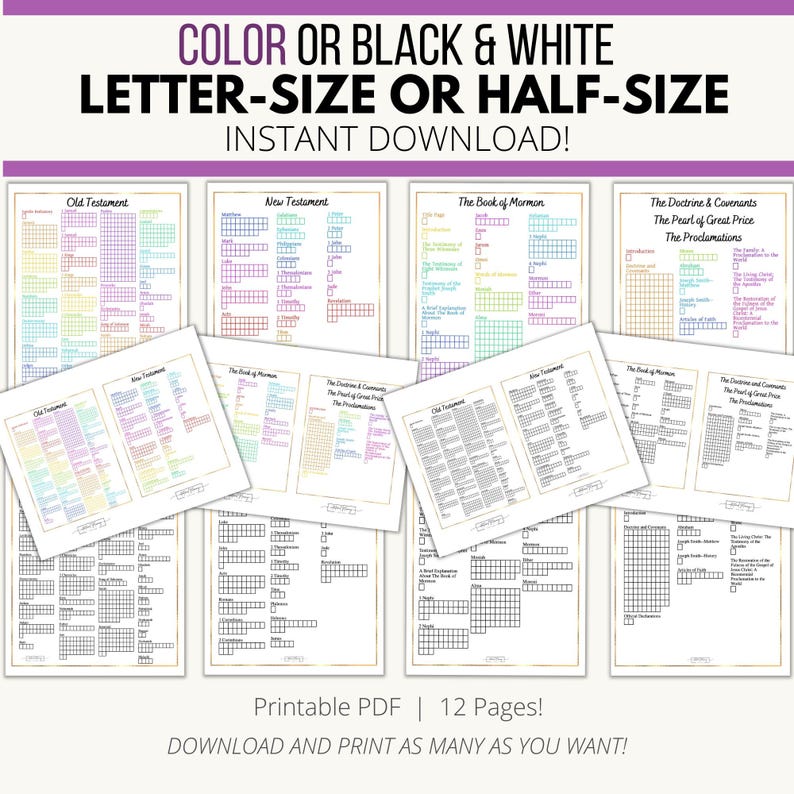 Scripture Reading Chart, Bible Reading Tracker, Includes Old Testament ...