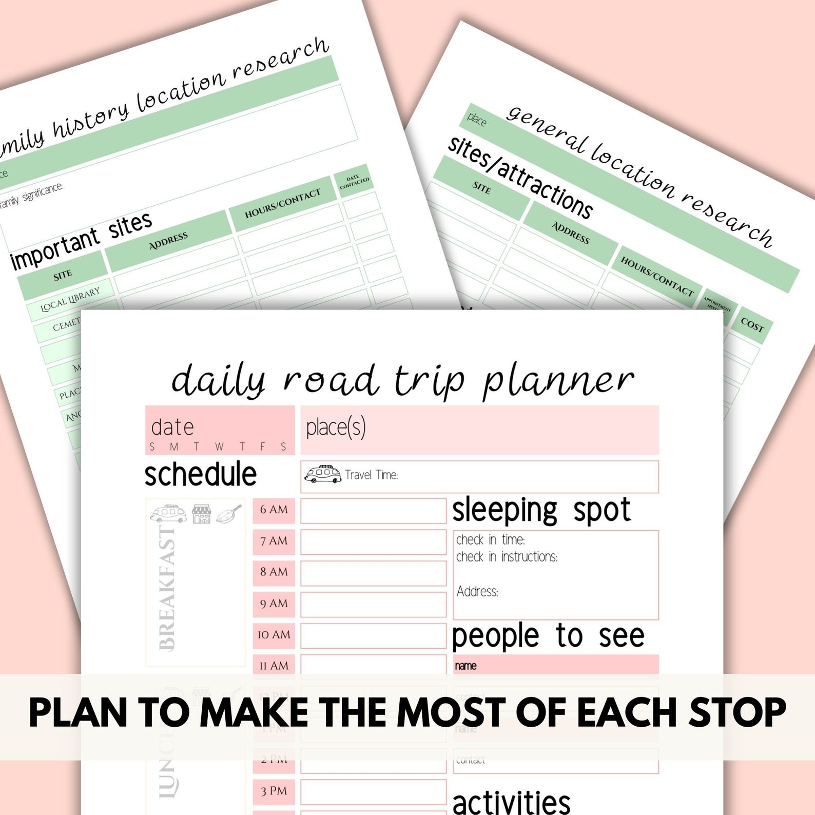 Genealogy Road Trip Planner Journal, Family History, Heritage Trip ...