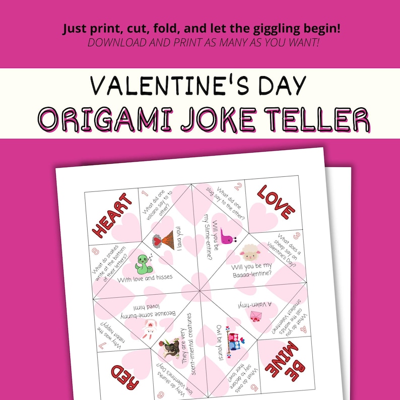 Valentine's Day Kids Joke Teller / Cootie Catcher / Fortune Teller ...