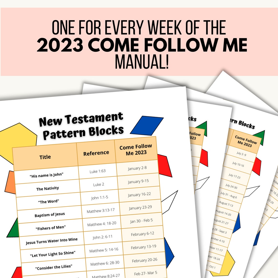 52 Bible Pattern Block Templates of New Testament Scripture Verses Come ...