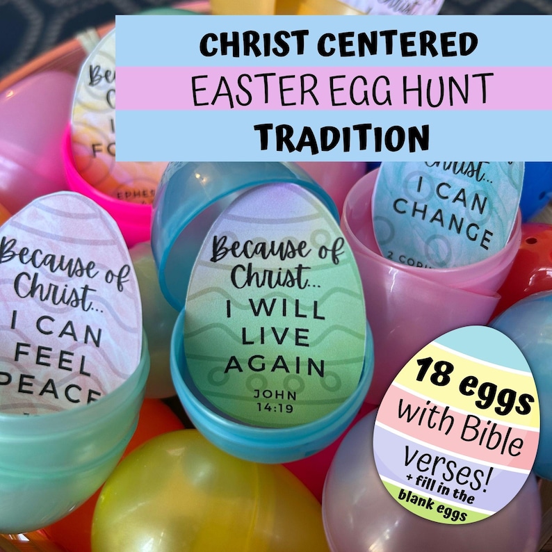 Because of Christ... Easter Egg Hunt Inserts, Jesus Christ Centered Easter Tradition With Bible ...