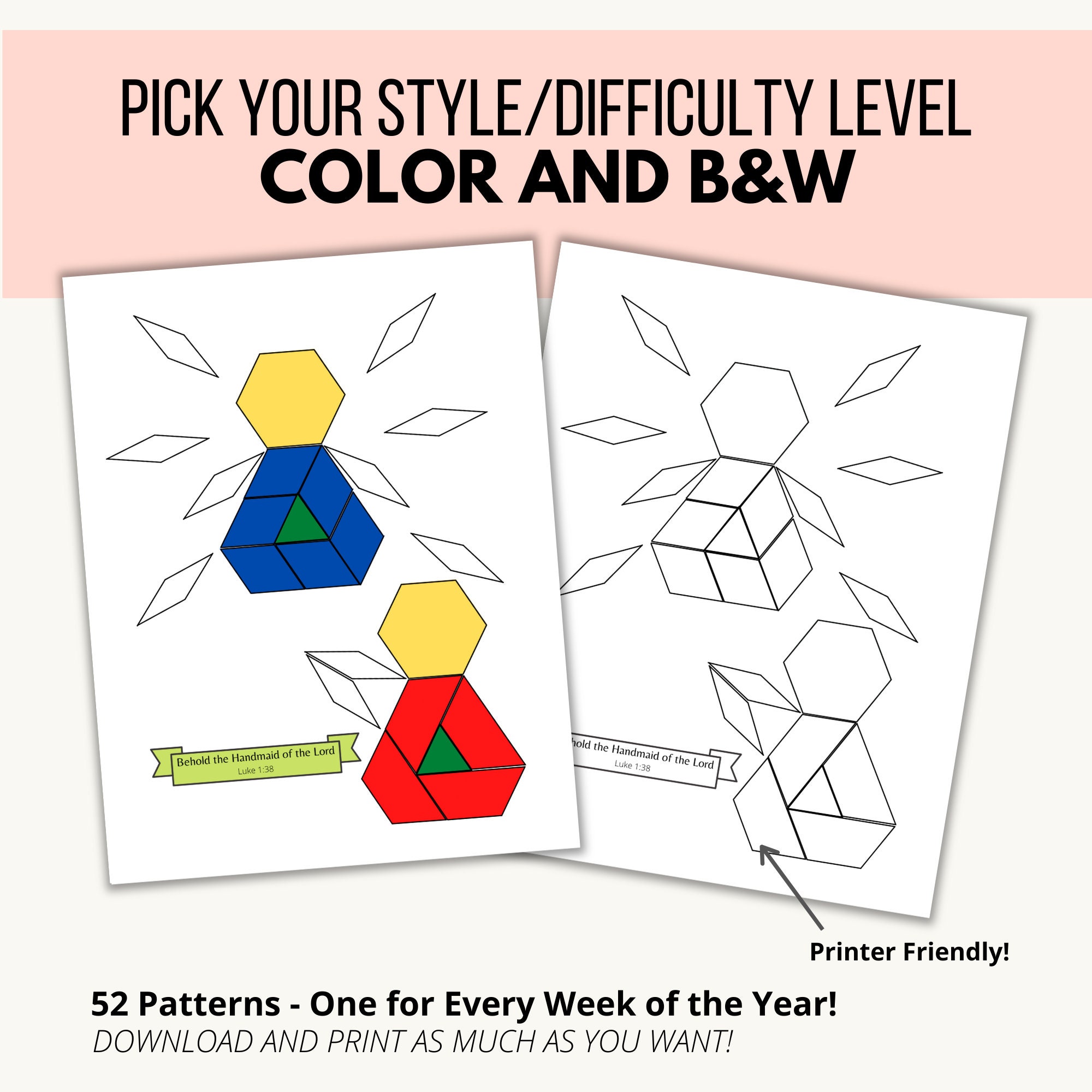 52 Bible Pattern Block Templates of New Testament Scripture Verses Come ...