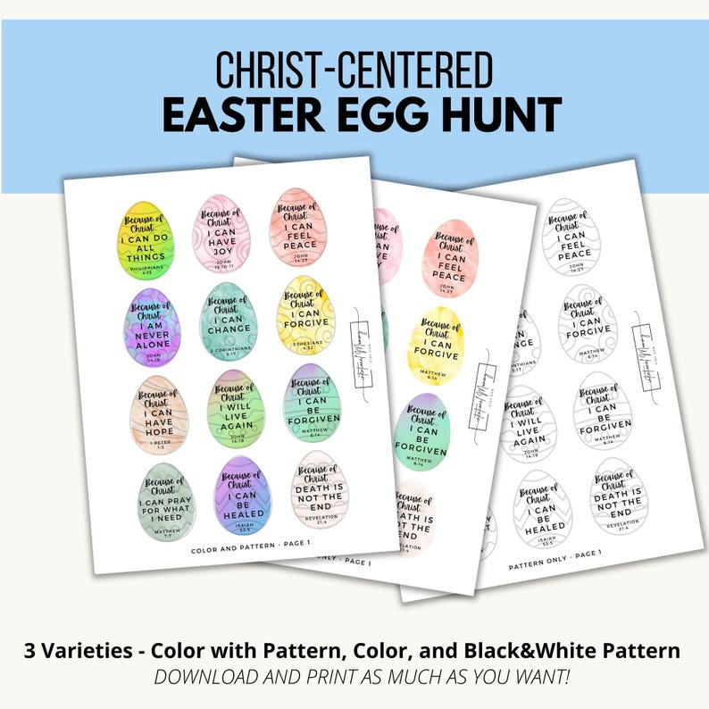 Because of Christ... Easter Egg Hunt Inserts, Jesus Christ Centered Easter Tradition With Bible ...
