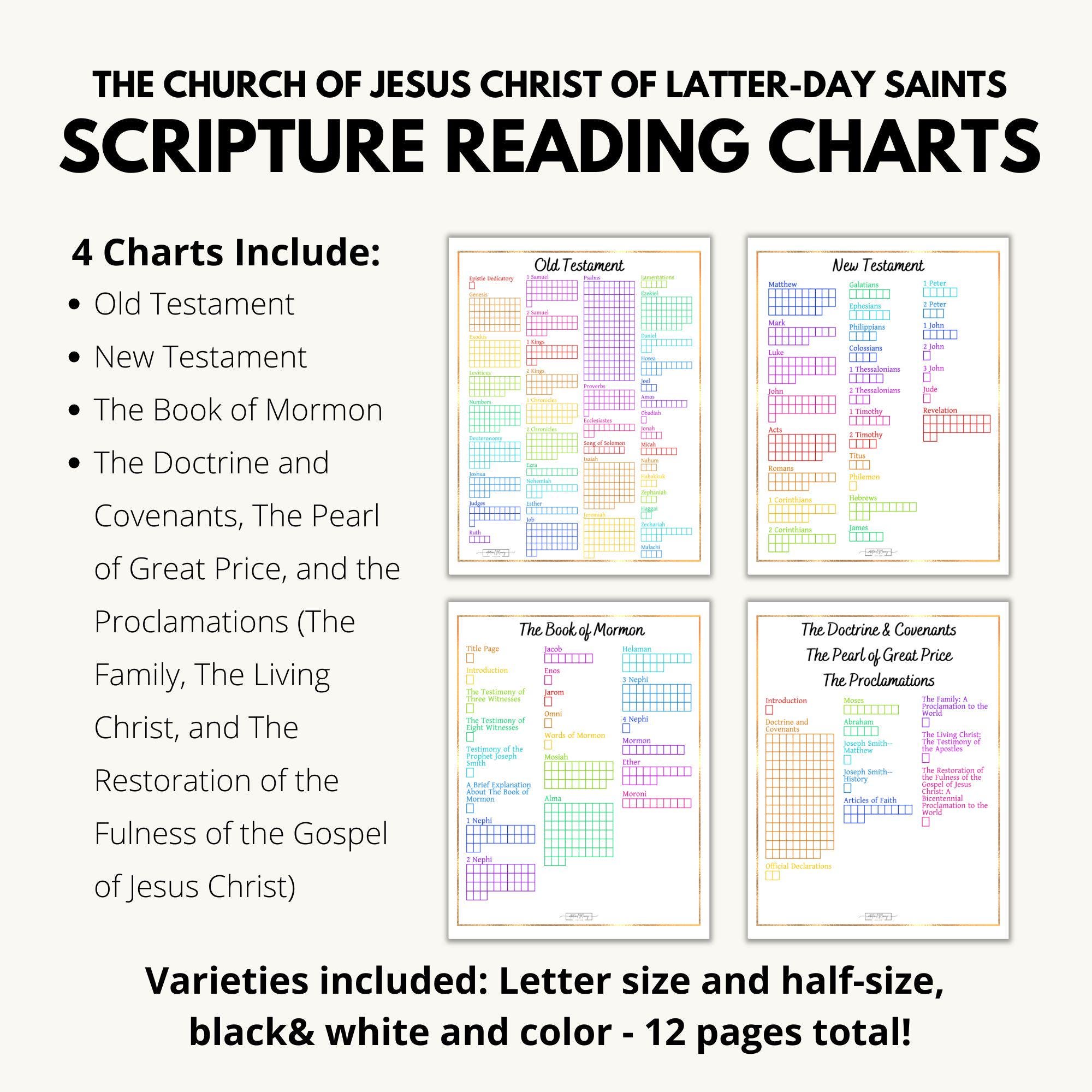 Scripture Reading Chart, Bible Reading Tracker, Includes Old Testament ...