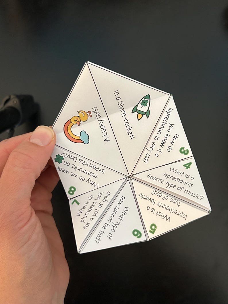 St. Patrick's Day Kids Joke Teller / Cootie Catcher / Fortune Teller ...