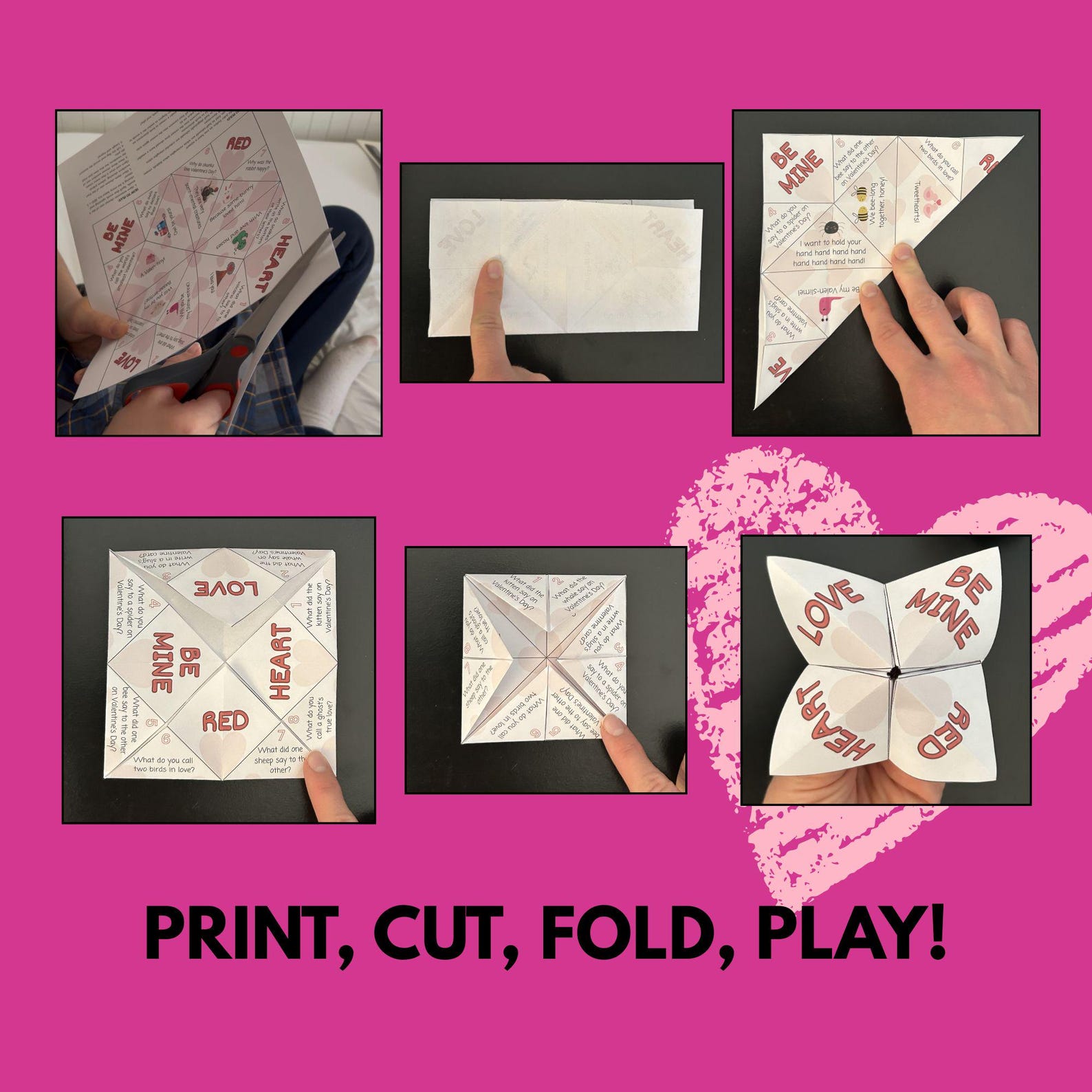 Valentine's Day Kids Joke Teller / Cootie Catcher / Fortune Teller ...