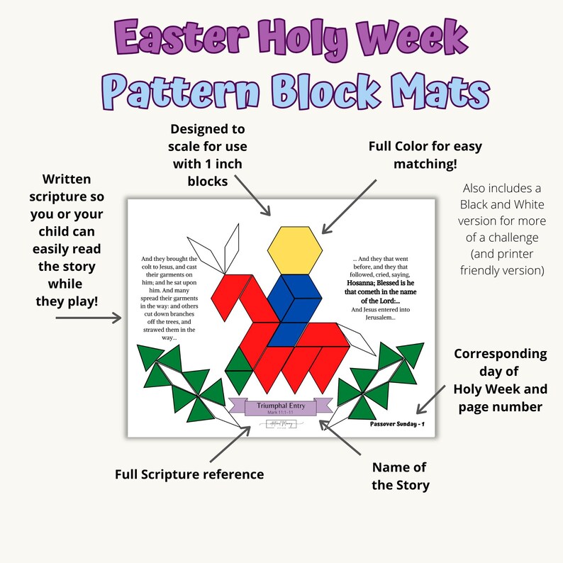 Holy Week Easter Bible Pattern Block Templates With New Testament ...
