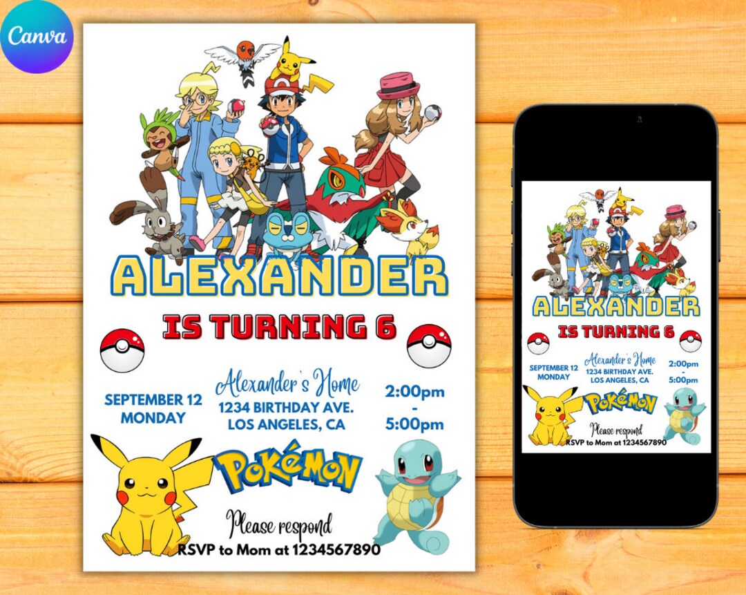 Pokemon Birthday Invitation Pokemon Invite - Etsy