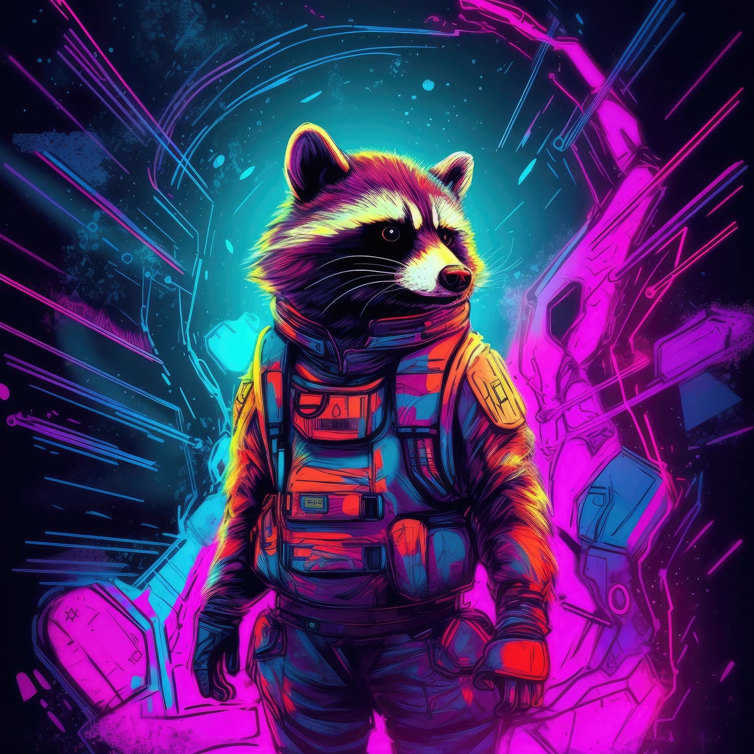 Raccoon as an Astronaut in Space Digital Print - Etsy