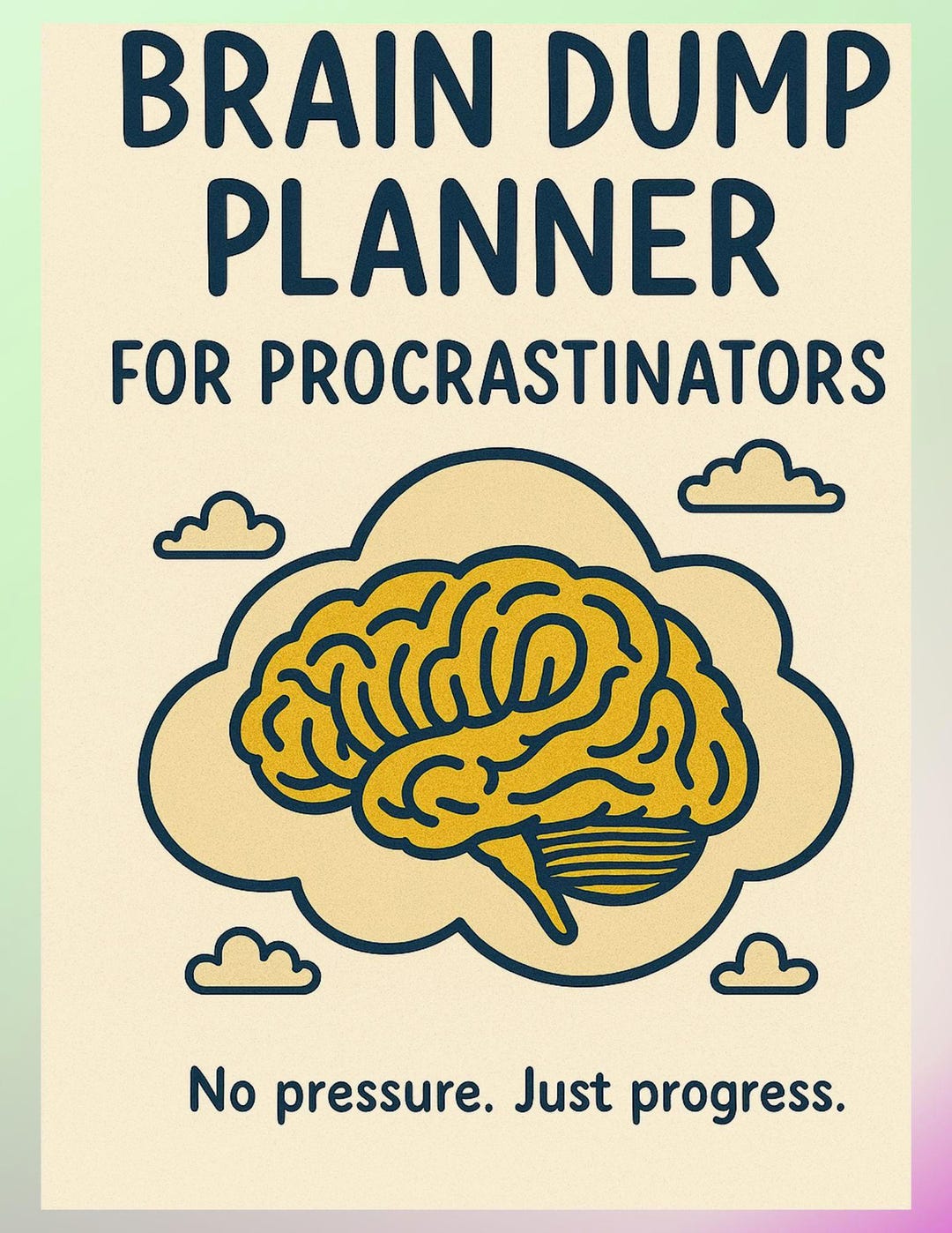 Digital Download Printable -brain Dump Planner for Procrastinators - Etsy