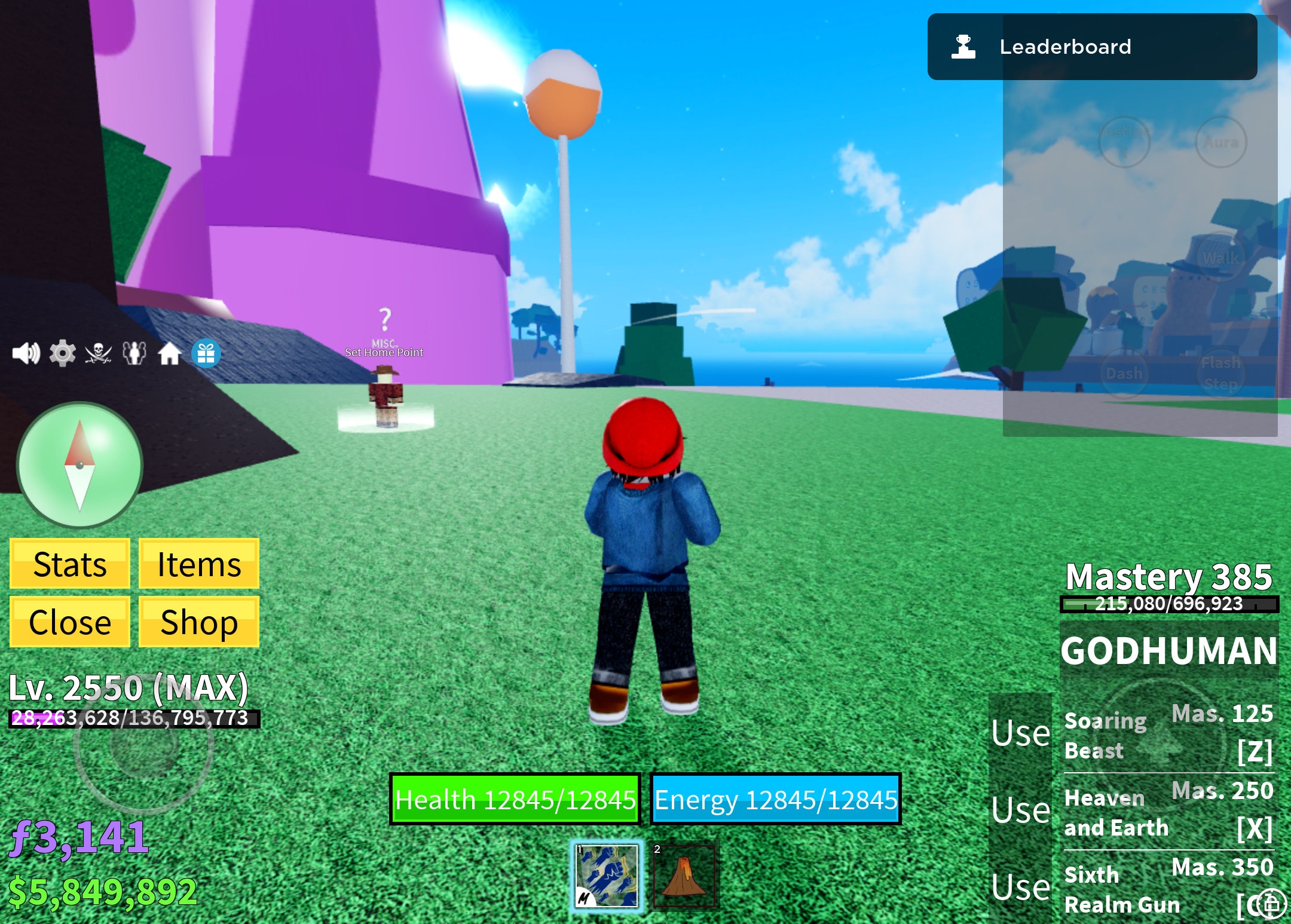 Roblox Blox Fruit Level 2550 Account With 3 Blox Fruits And God Human