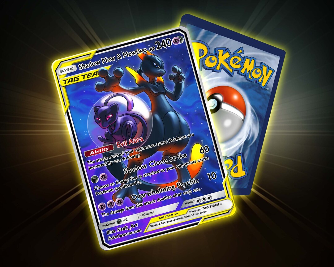 Shadow Mew & Mewtwo Tag Team Custom Poke Card - Etsy