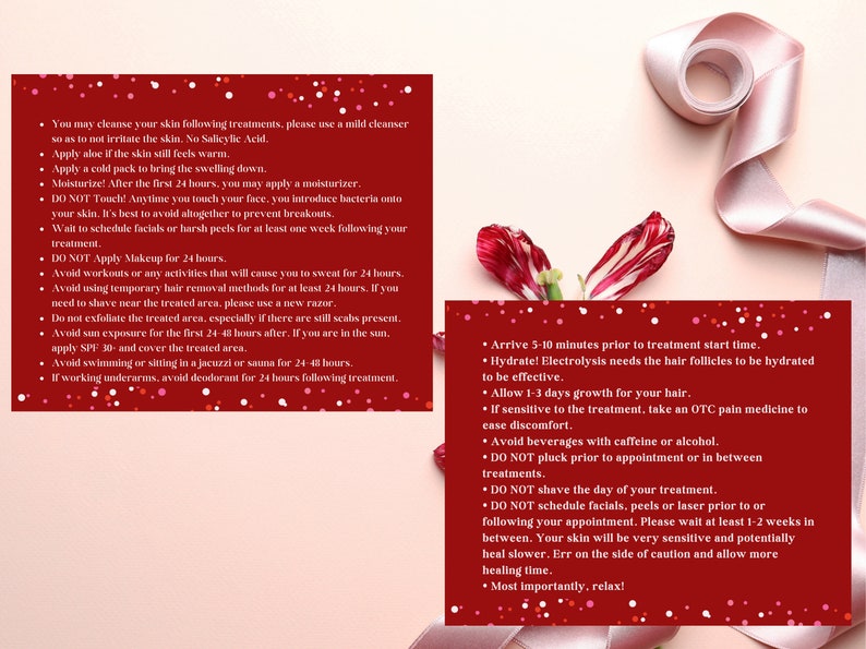 Electrolysis Prep Card and Post Care Card Bundle - Etsy