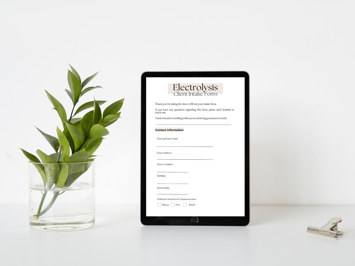 Minimalist Client Intake Form for Electrolysis Template - Etsy Australia