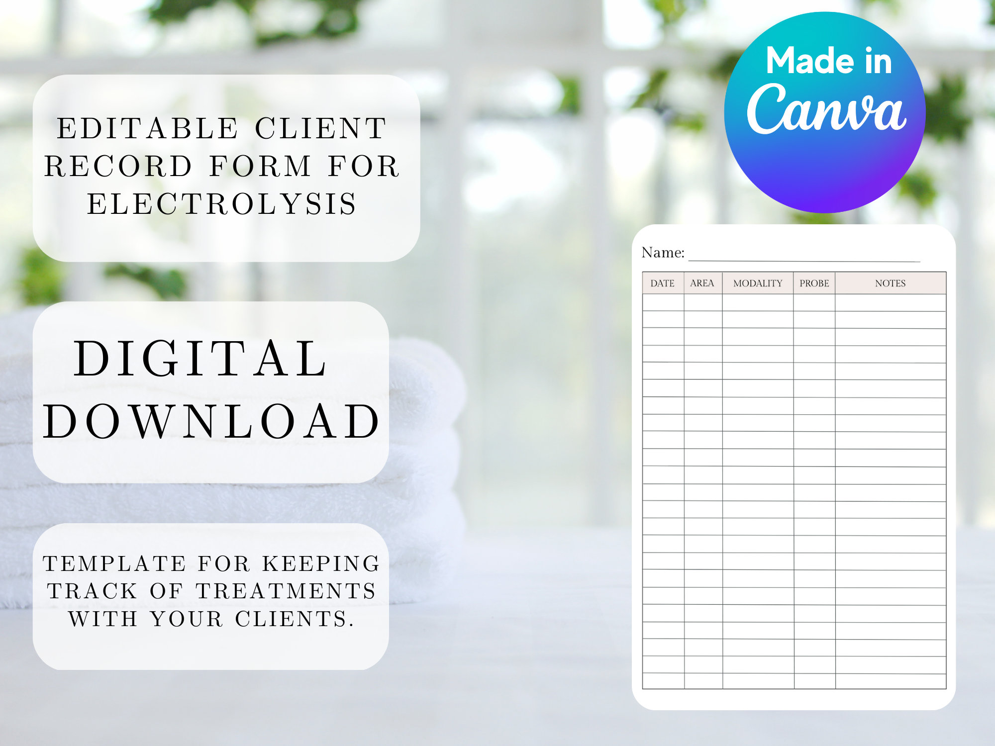 Client Record Form Electrolysis Template - Etsy