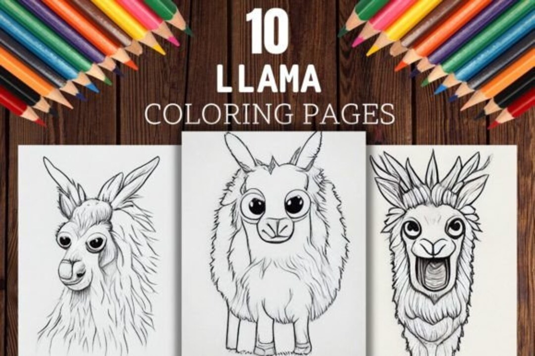 Funny Llamas Coloring Pages, Cute Llamas Graphics, 10 Pages - Etsy