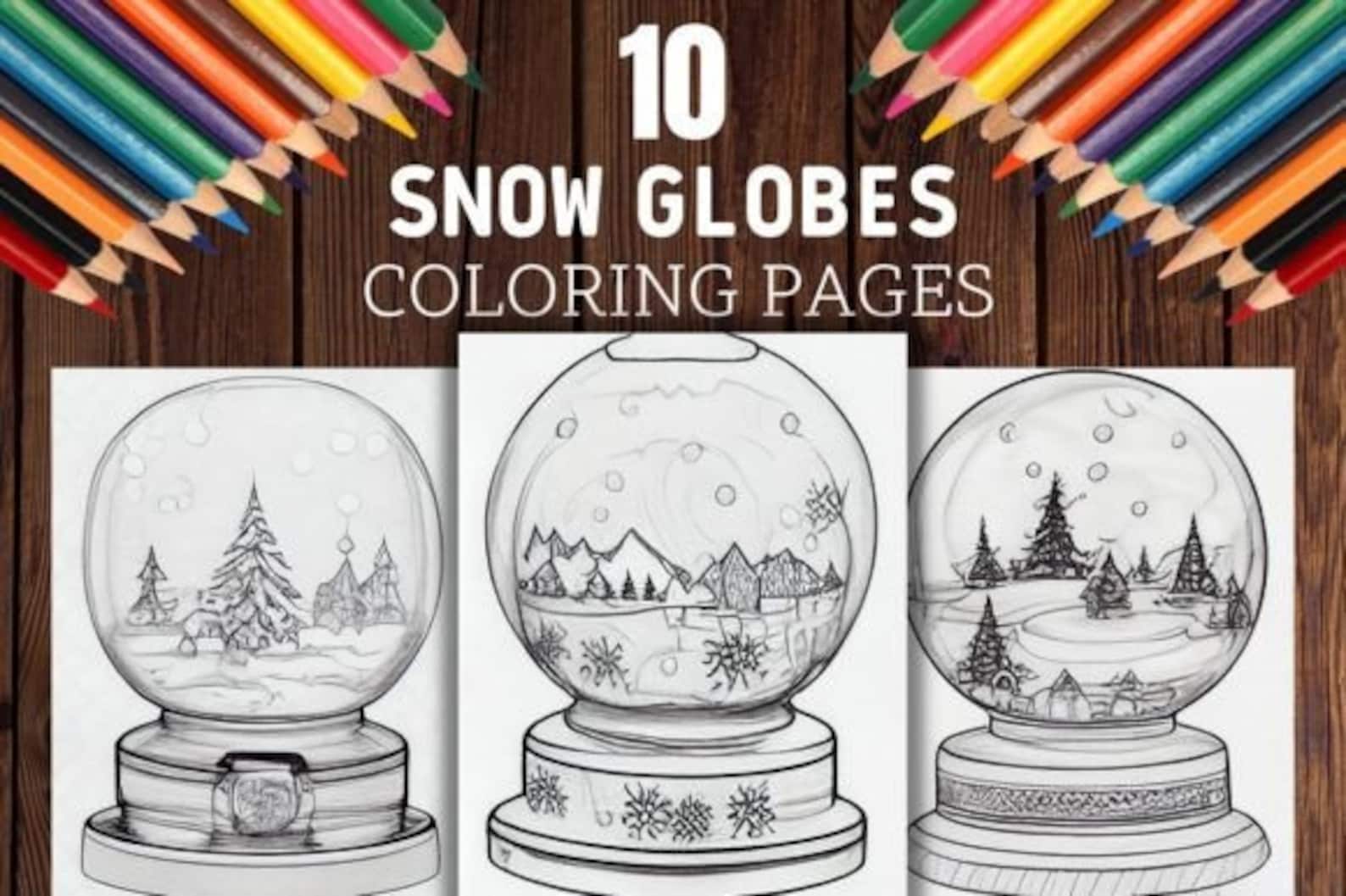 Snow Globe Coloring Pages, Winter Graphics, 10 Pages - Etsy