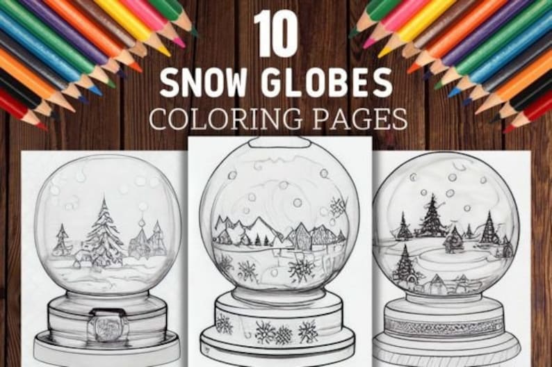 Snow Globe Coloring Pages, Winter Graphics, 10 Pages - Etsy