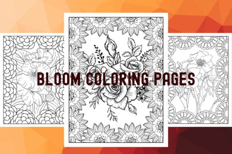 Bloom Flowers Coloring Pages, Beautiful Blooms Graphics, Part 2, 10 ...