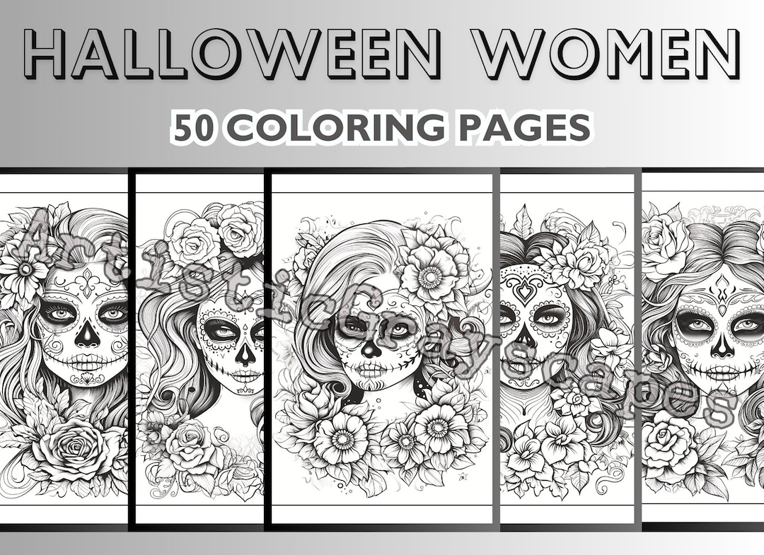 50 Sugar Skull Girls Coloring Pages - Coloring Page Book - Adults ...