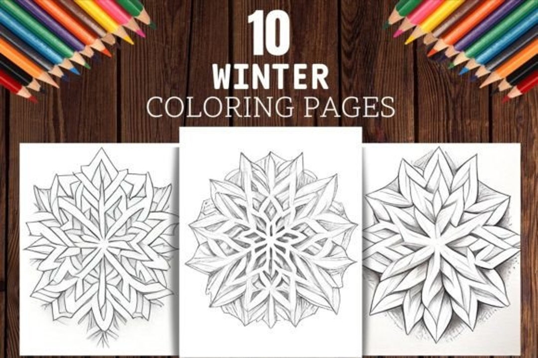Snowflakes Coloring Pages, Winter Graphics, 10 Pages - Etsy