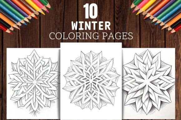 Snowflakes Coloring Pages, Winter Graphics, 10 Pages - Etsy