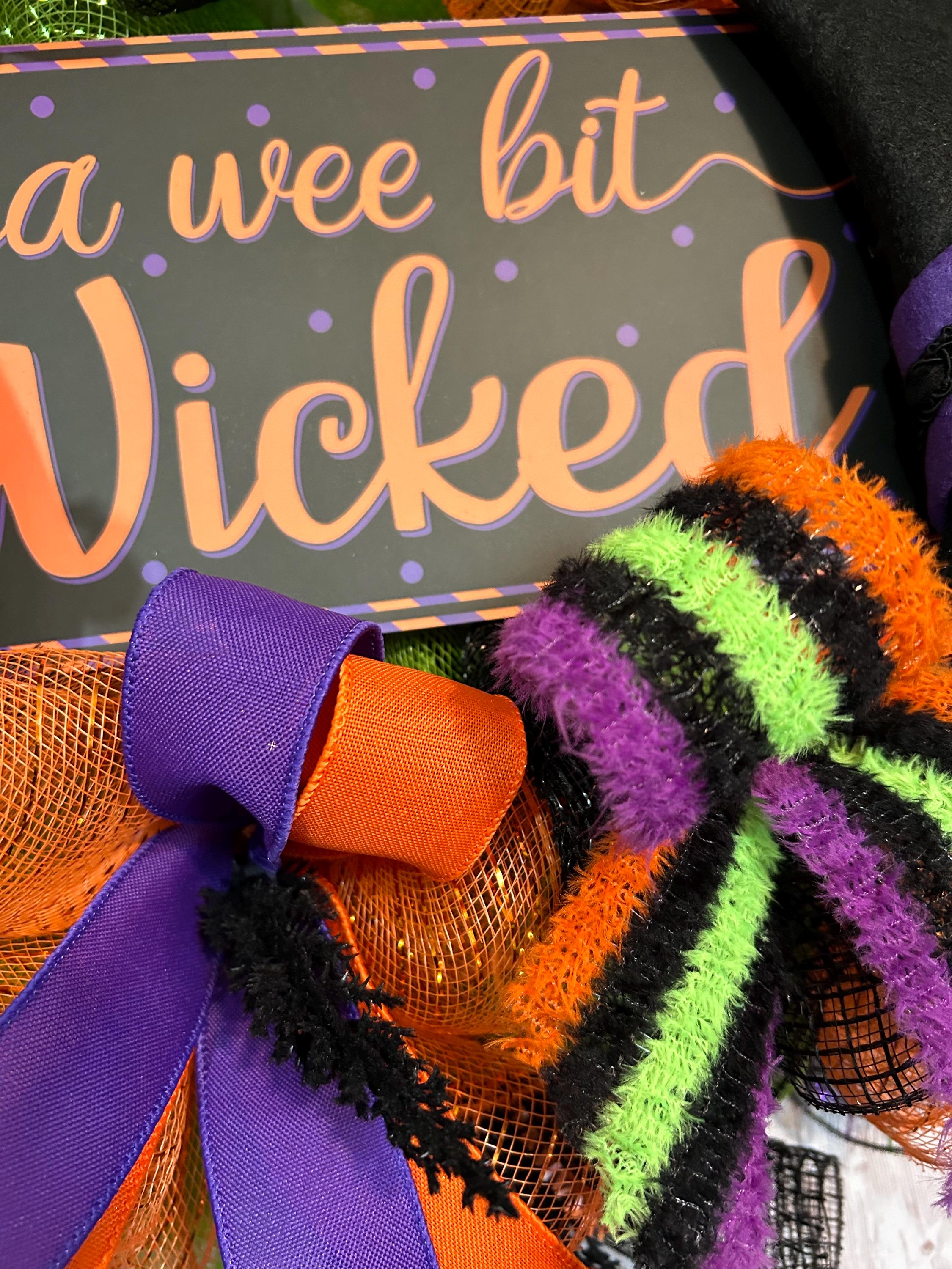 Wee Bit Wicked Halloween Wreath, Door Hanger - Etsy