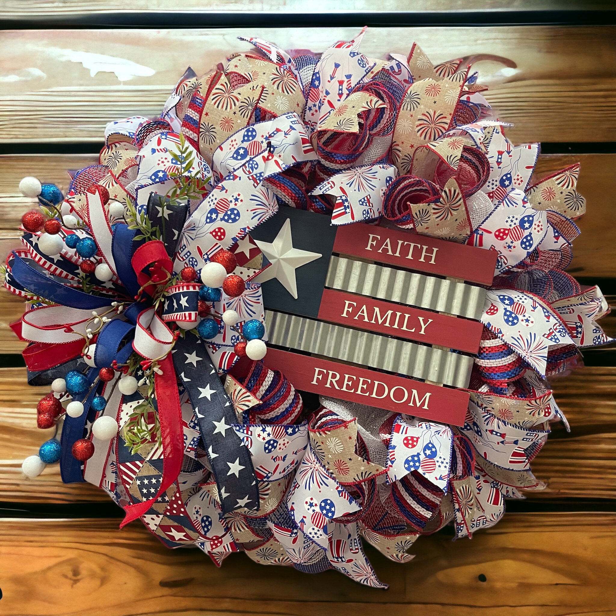 Patriotic, Family, Faith, Freedom Wreath - Etsy