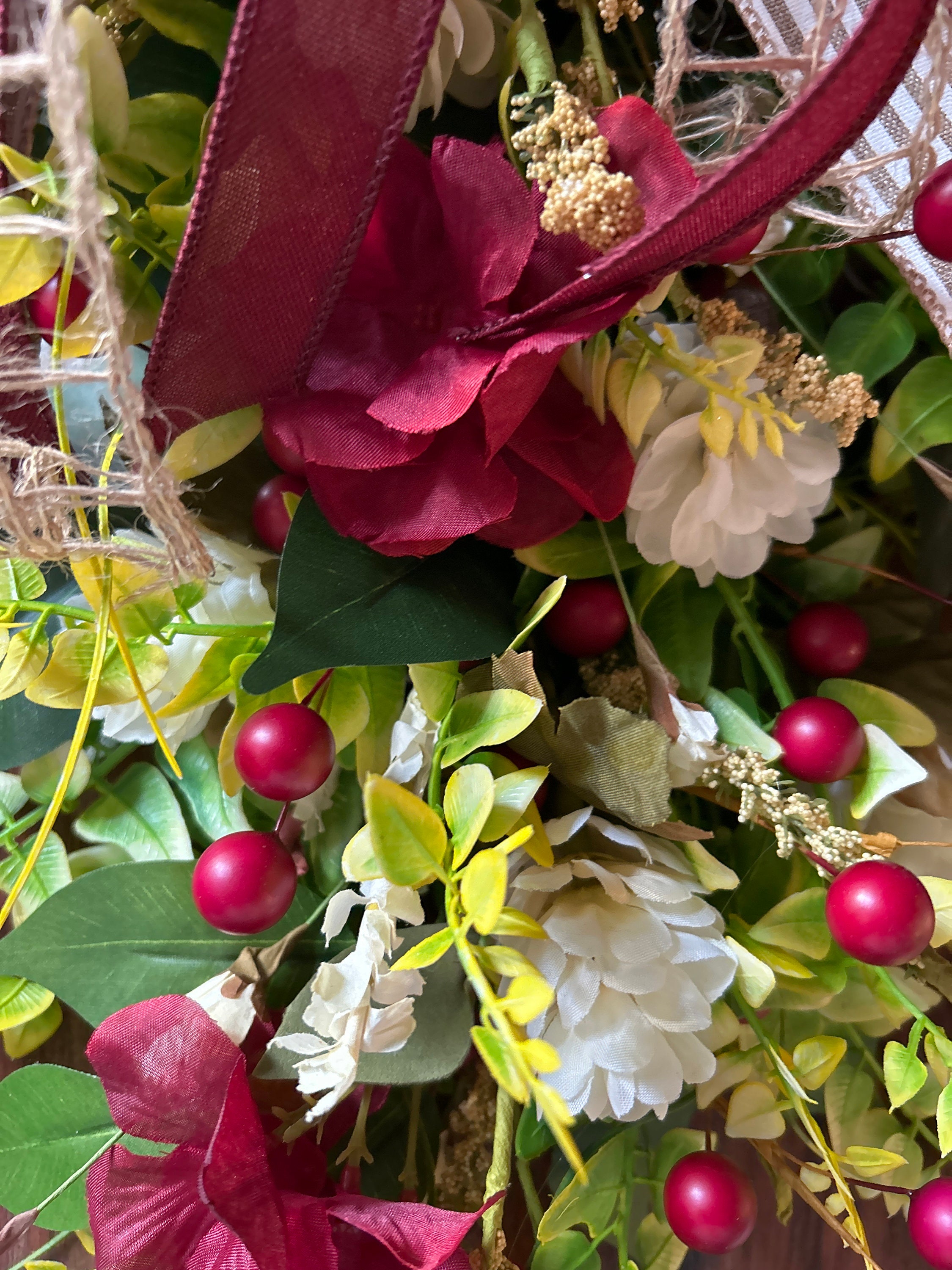 Neutral & Maroon Swag, Light Post Decor, Centerpiece, Wreath, Everyday ...