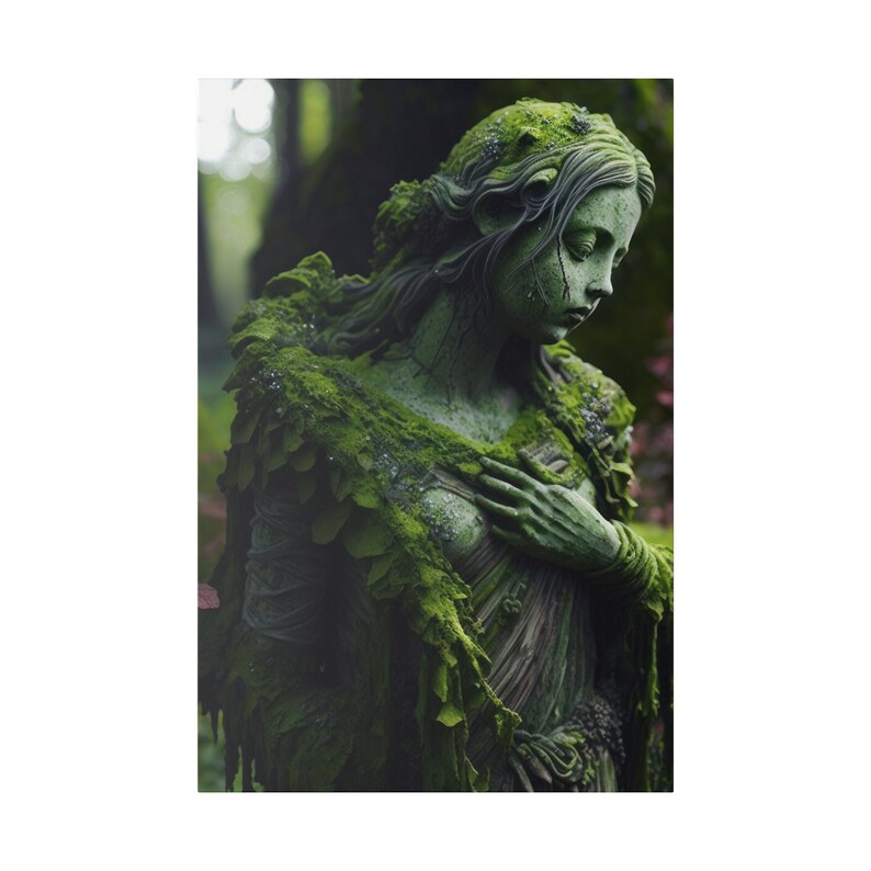 Statue Wrapped With Moss | Forest Wall Art Moss | Mother Nature Art ...