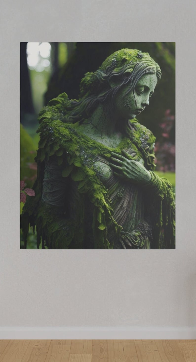 Statue Wrapped With Moss | Forest Wall Art Moss | Mother Nature Art ...