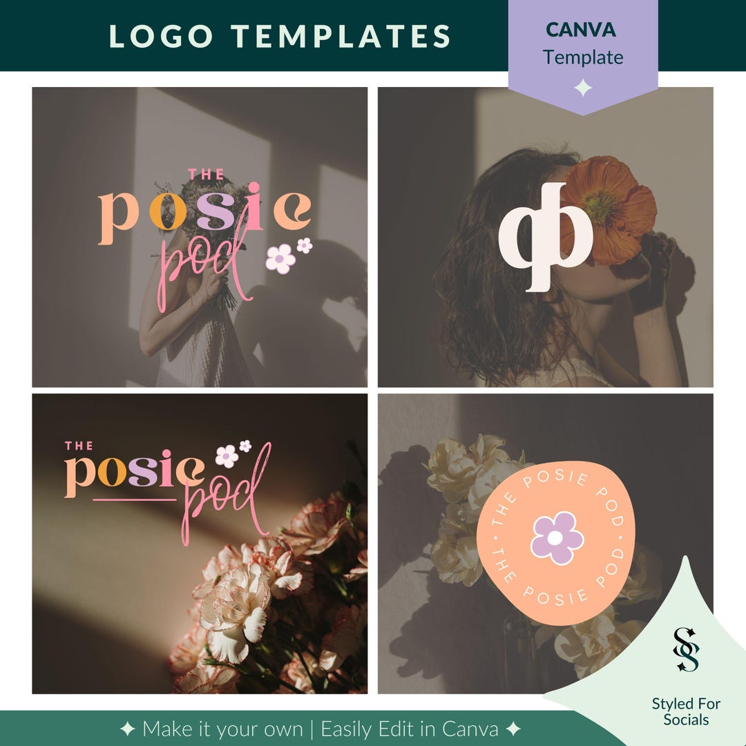 Bright, Bold & Fun DIY Logo Templates, Editable Canva Logo, Branding ...