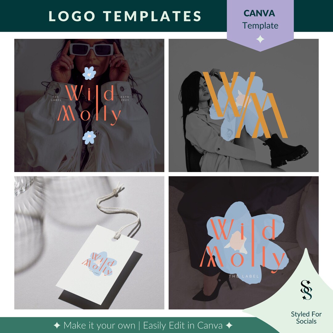 Modern DIY Logo Templates, Editable Canva Logo, Branding Kit, Beauty ...